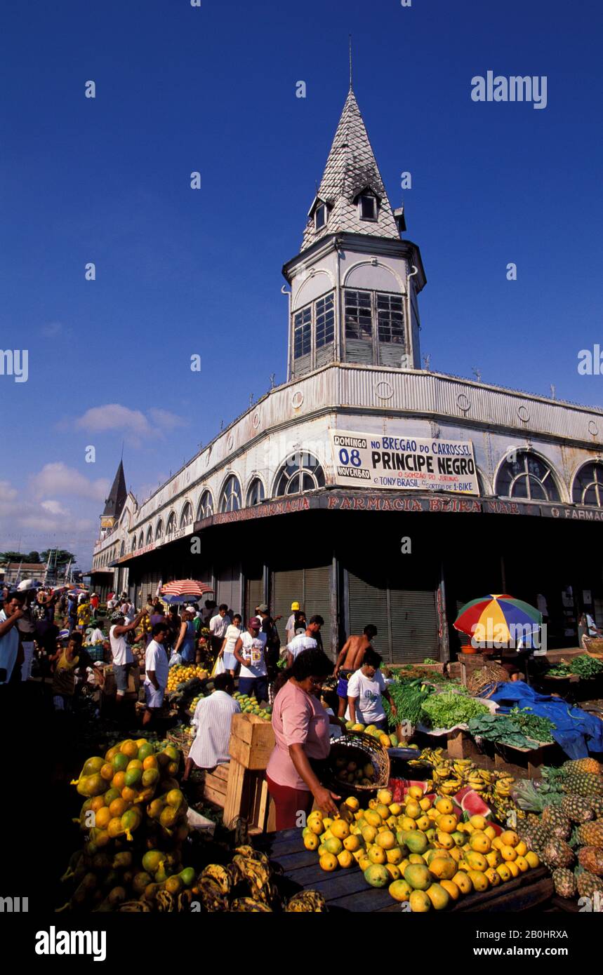 BRAZIL, AMAZON RIVER, BELEM, MARKET (VER-O-PESO), PINEAPPLES AND MANGOS ...