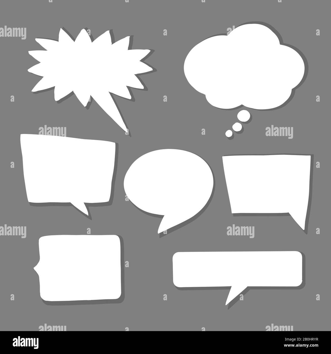 Set of cute hand drawn speech bubbles in doodle style. Talk clouds ...