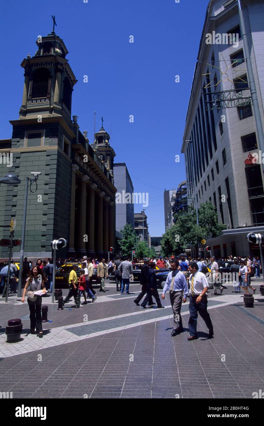 CHILE, SANTIAGO, DOWNTOWN, SHOPPING AREA, PEDESTRIAN STREET Stock Photo ...