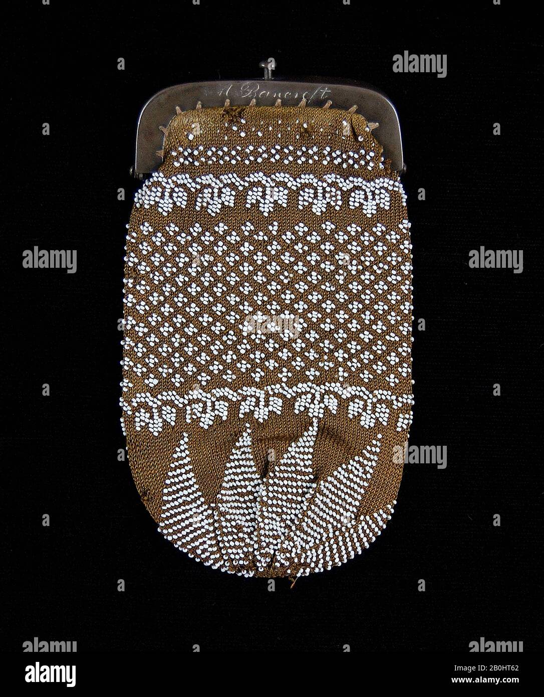 Coin purse, American, 1820–40, American, Glass, silk, metal, leather ...