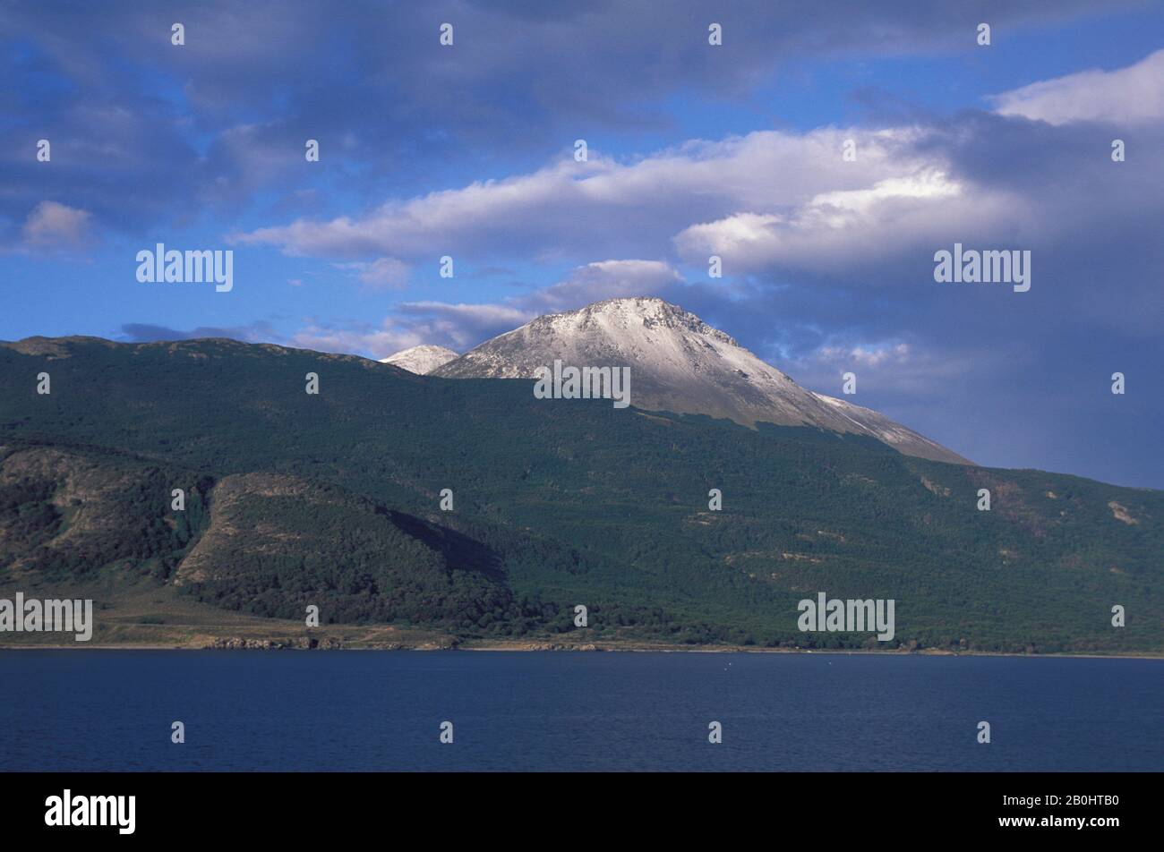 CHILE/ARGENTINA, BEAGLE CHANNEL, VIEW OF TIERRA DEL FUEGO Stock Photo ...