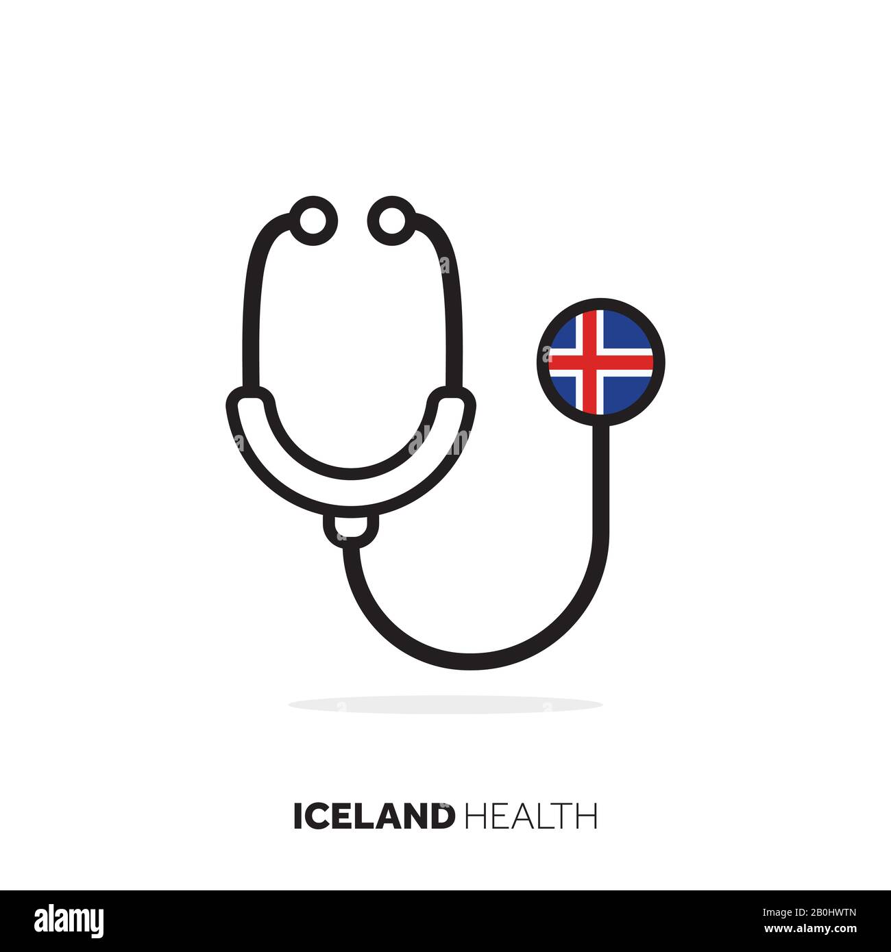 Iceland healthcare concept. Medical stethoscope with country flag Stock ...