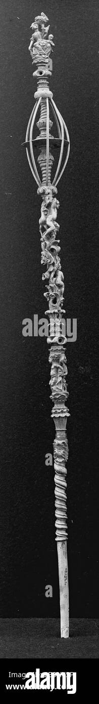 Spindle (distaff), Italian, 18th century, Italian, Boxwood, Length: 27 ...