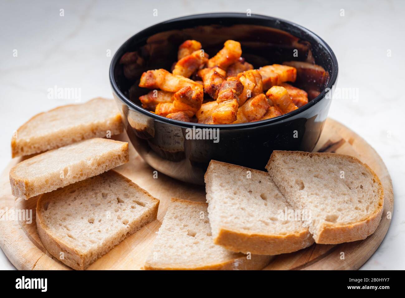 homemade greaves of pork side Stock Photo - Alamy