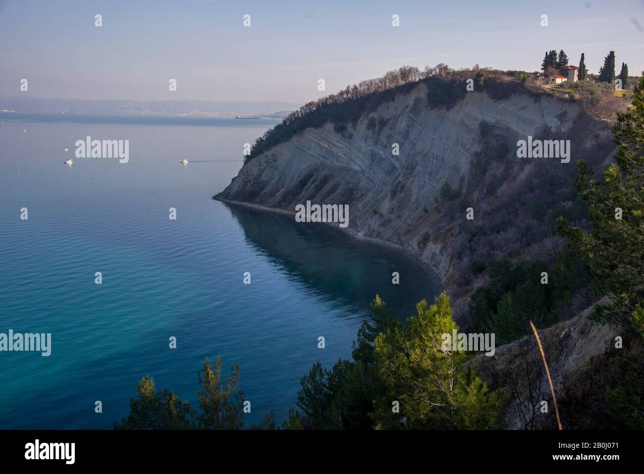Aerial view of cliffs shoreline. Strunjan, Slovenia Stock Photo - Alamy