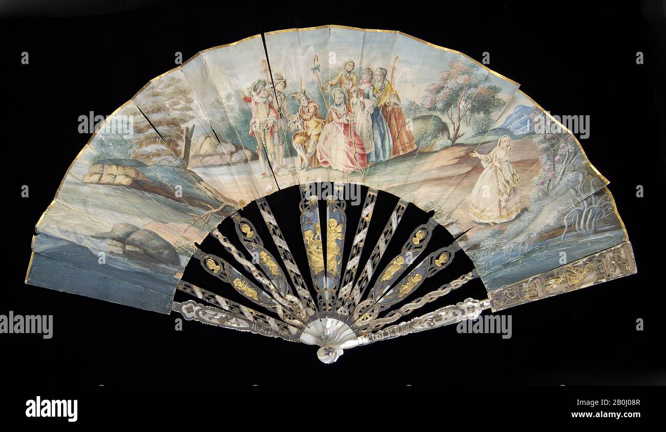 Fan, French, fourth quarter 18th century, French, Mother-of-pearl ...
