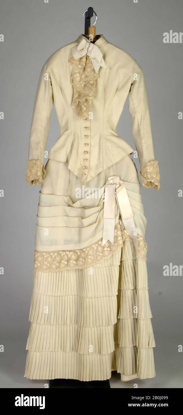 Afternoon dress, American, 1883, American, Wool, silk Stock Photo - Alamy