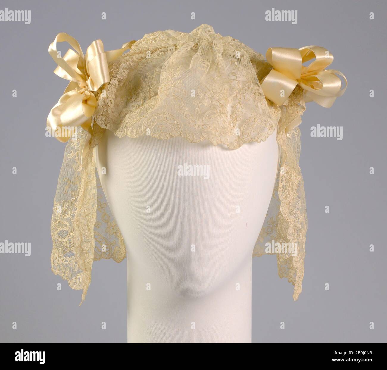 Evening cap, American, ca. 1885, American, Linen, silk Stock Photo - Alamy