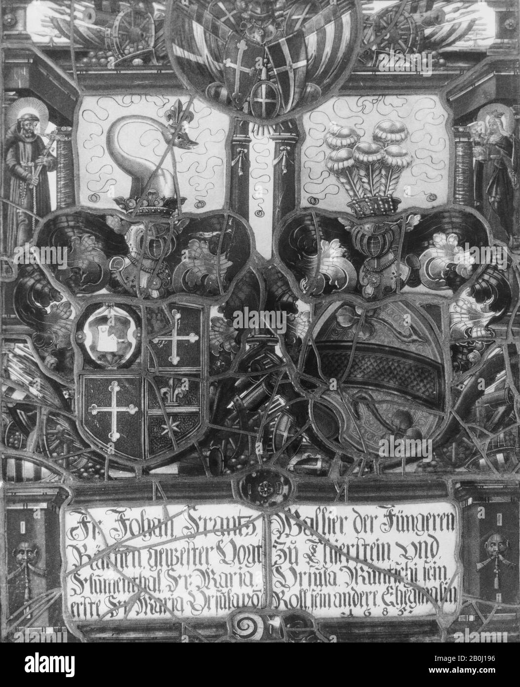 Armorial panel, Swiss, 1685, Swiss, Stained glass, Overall: 25 5/8 × 20 ...
