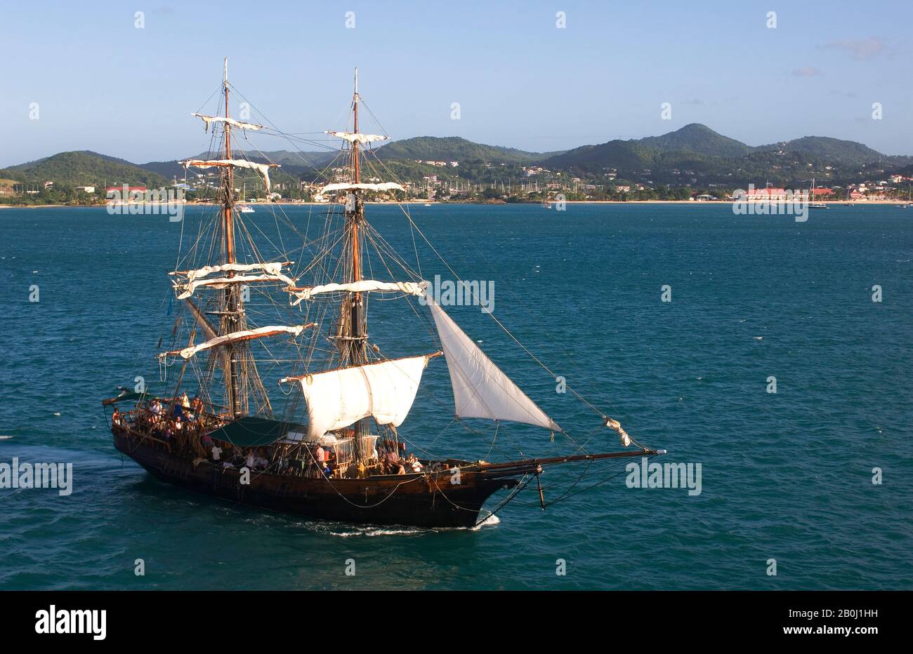 ST. LUCIA ISLAND, BAY AT PIGEON ISLAND, SAILBOAT Stock Photo - Alamy