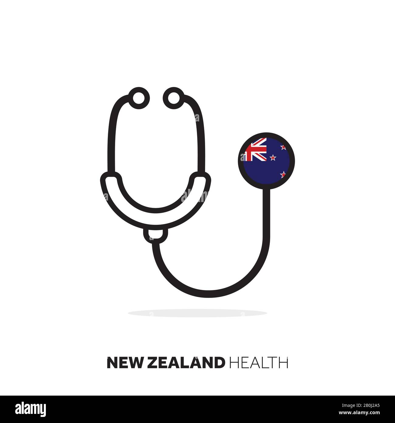 New Zealand healthcare concept. Medical stethoscope with country flag ...