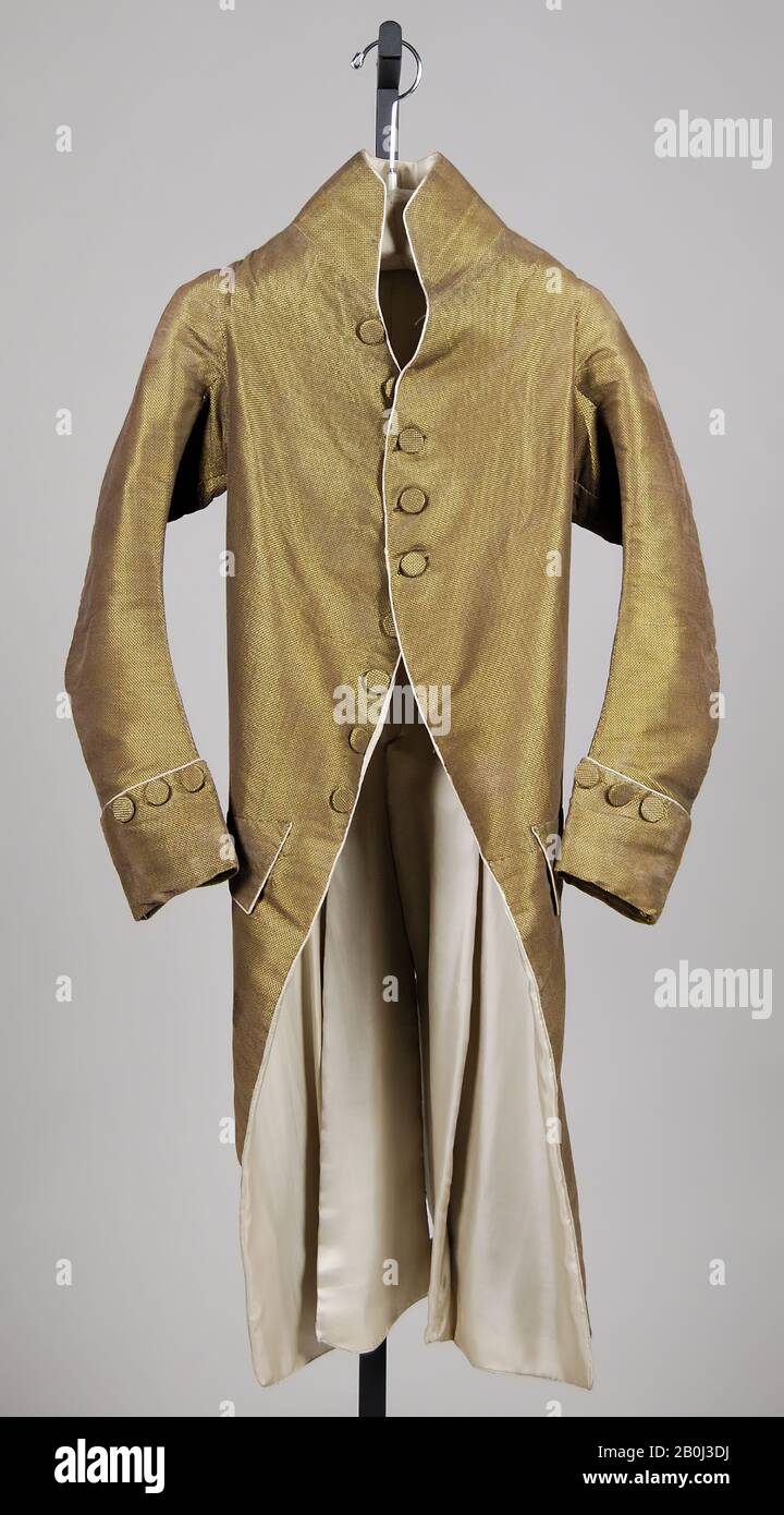 Cutaway coat, probably British, ca. 1785, probably British, Silk Stock ...