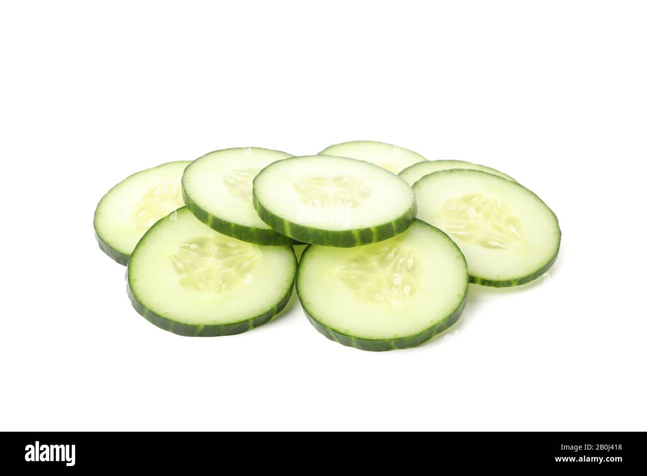 Fresh cucumber slices isolated on white background Stock Photo - Alamy