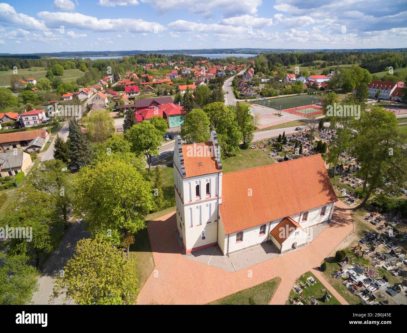 Aerial view of beautiful Assumption of Blessed Mary Virgin Church in ...