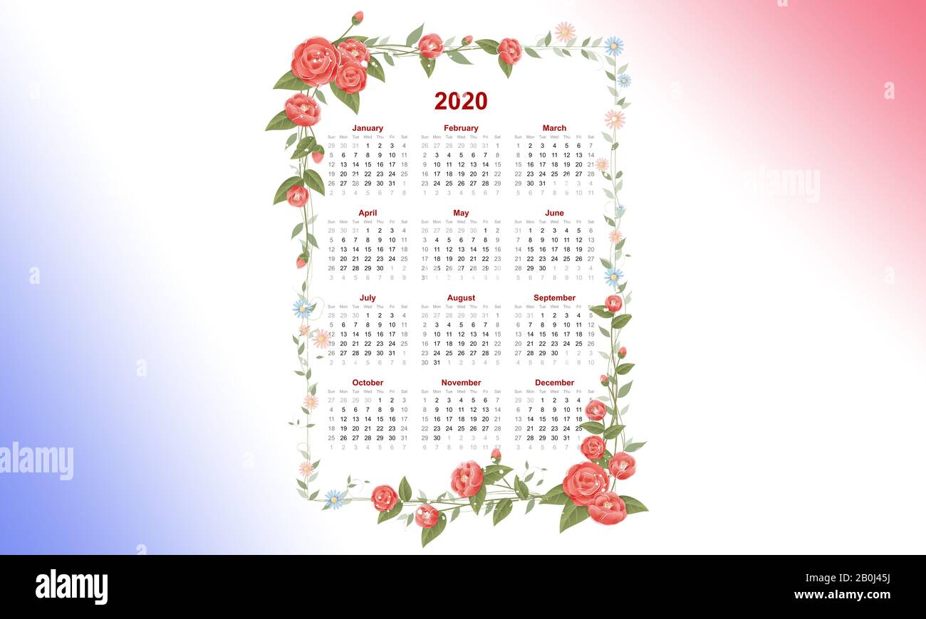 2020 Yearly Calendar High Resolution Stock Photography and Images - Alamy