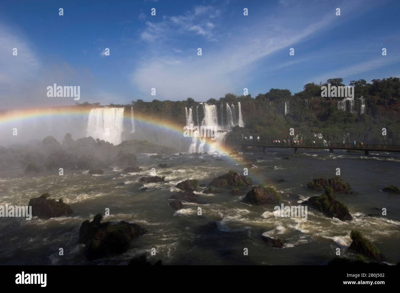 BRAZIL, IGUASSU NATIONAL PARK, IGUASSU FALLS AT DEVILS THROAT, TOURISTS ...
