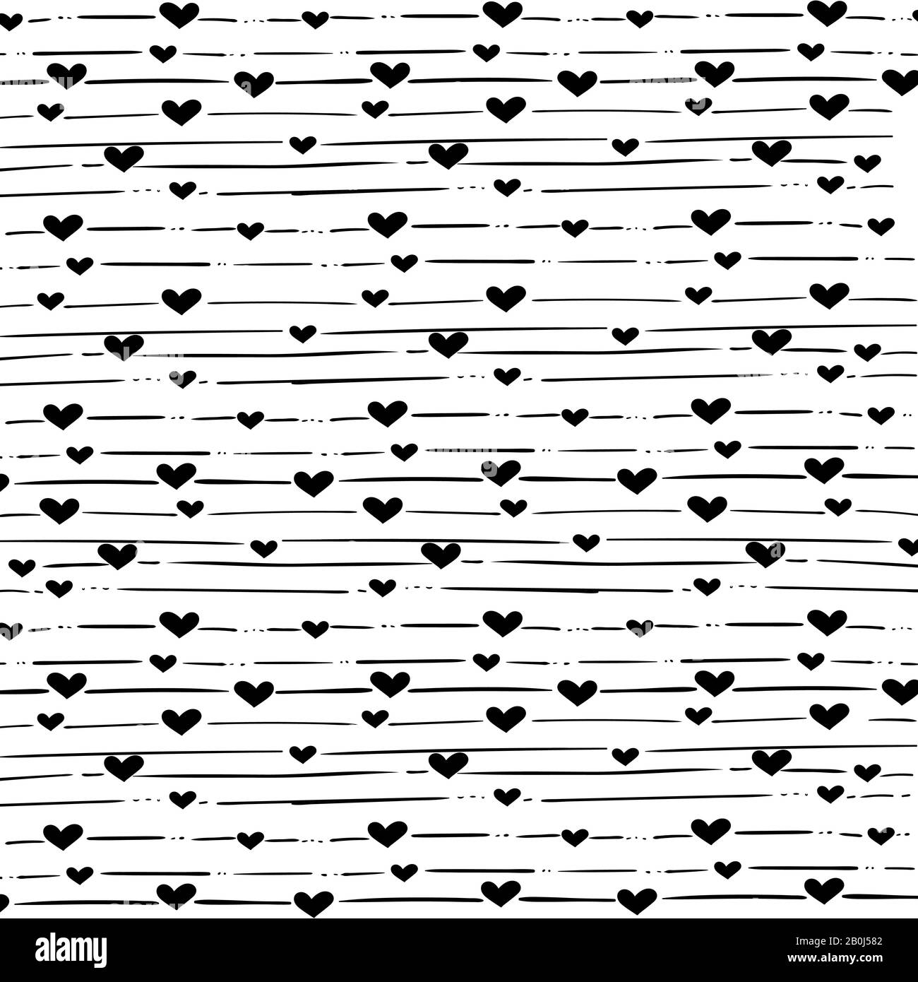 heart and stripes hand drawn by pattern. vector illustration Stock ...