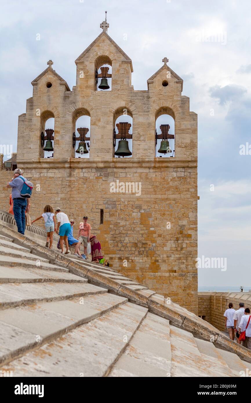 Rooftop walkway of the Church of Notre-Dame-de-la-Mer, Saintes-Maries ...