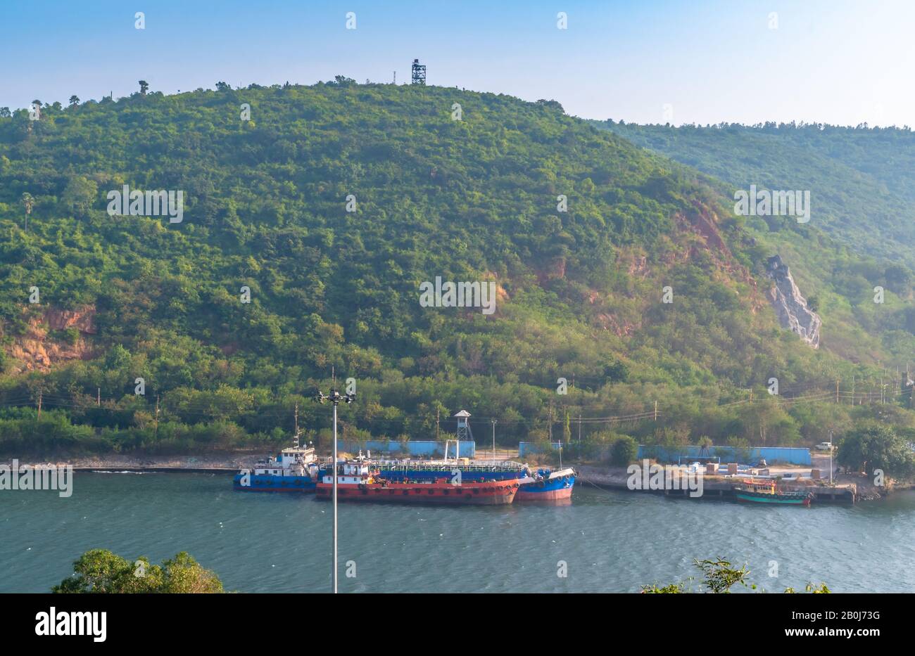 Cargo ships approaching to Gangavaram port Stock Photo - Alamy