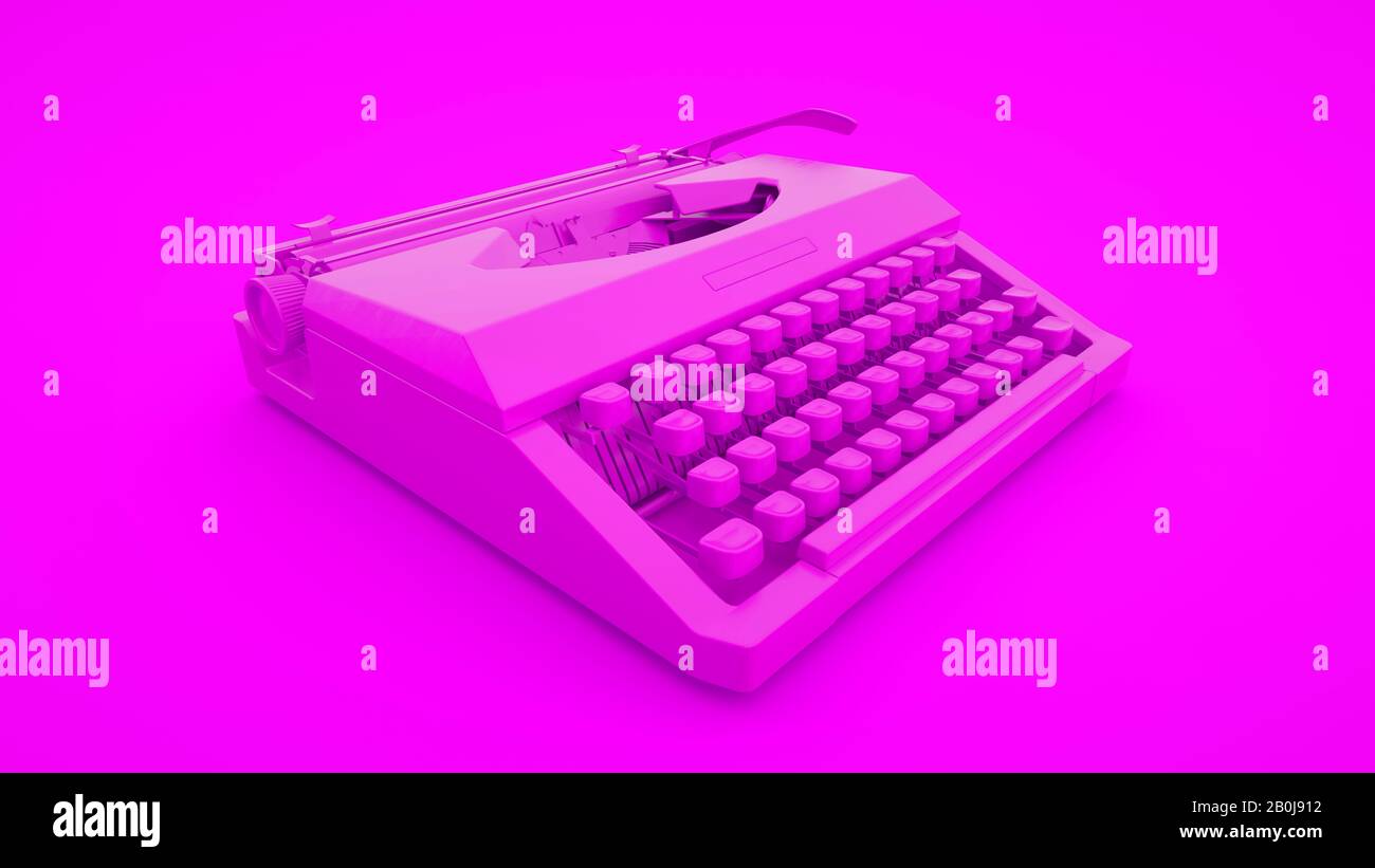 Typewriter isolated on a pink background. 3d illustration Stock Photo ...