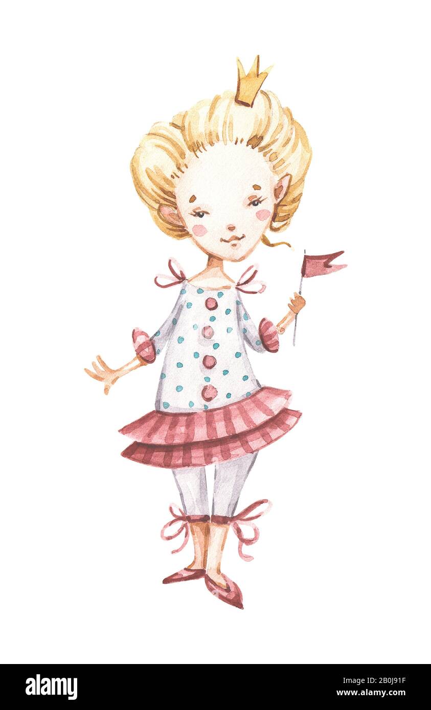 Watercolor hand painted Beautiful cute nursery princess ballerina baby ...