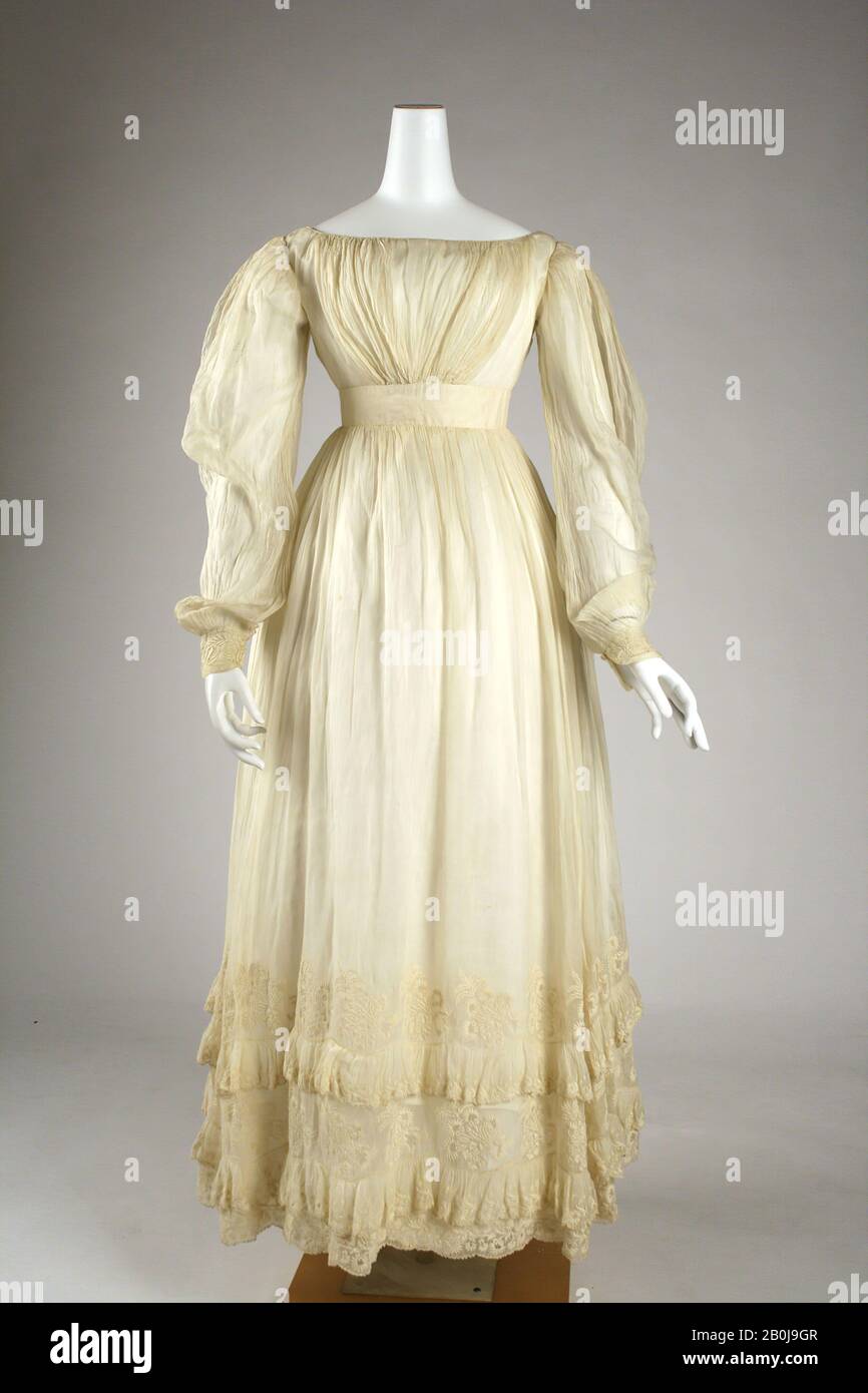 Wedding dress, American, 1826, American, cotton Stock Photo - Alamy