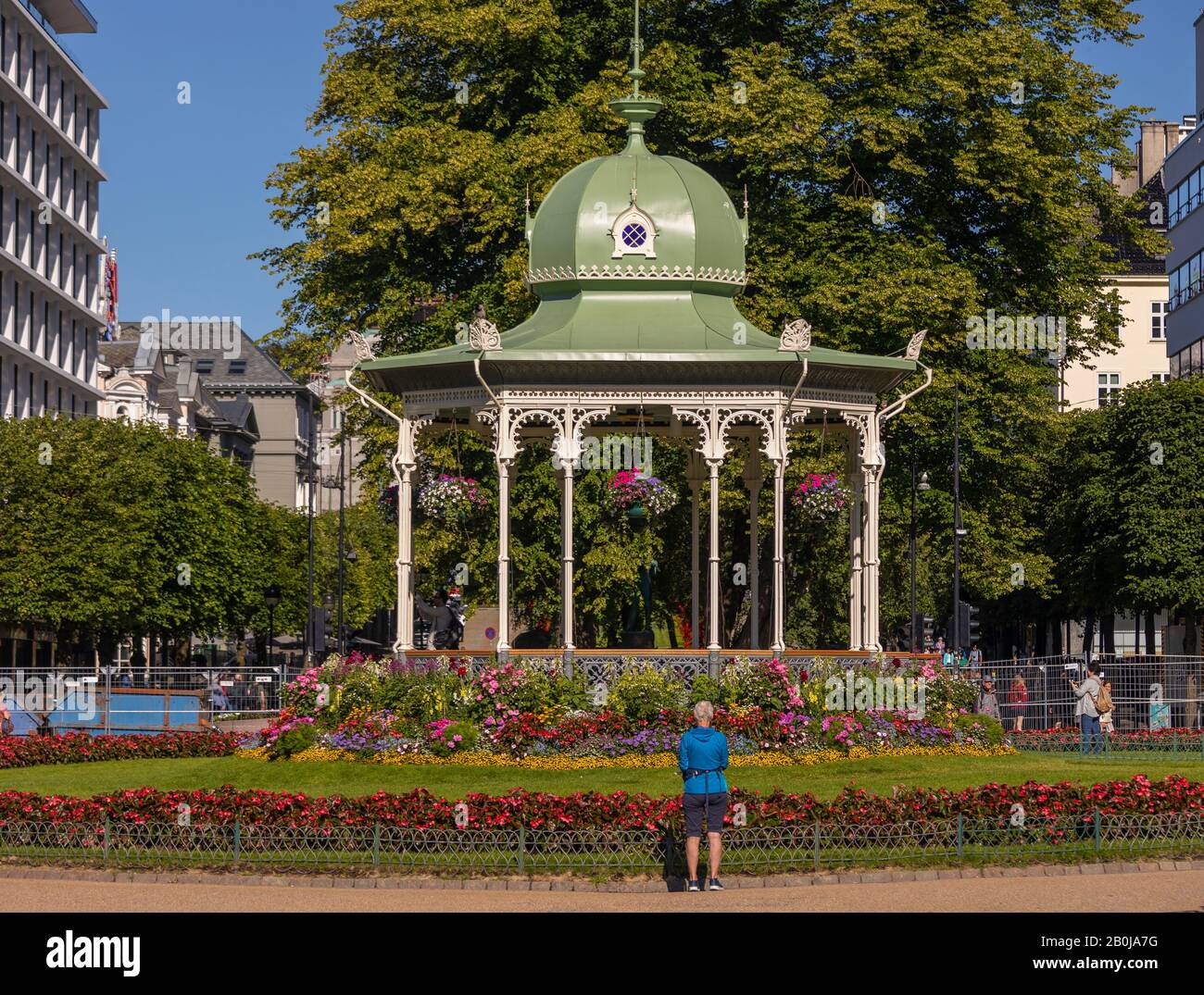 BERGEN, NORWAY - Music pavilion in Byparken, a public park in downtown ...