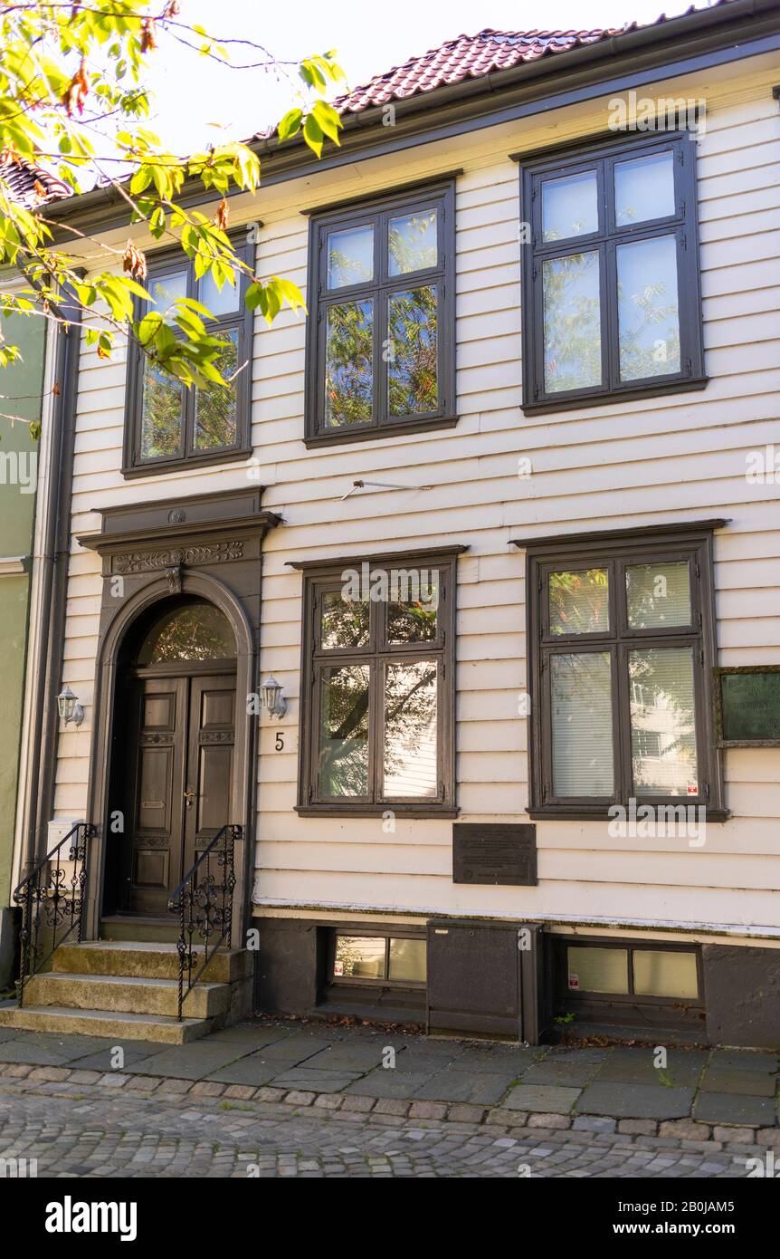 BERGEN, NORWAY - House, birthplace of Armauer Hansen, who discovered ...