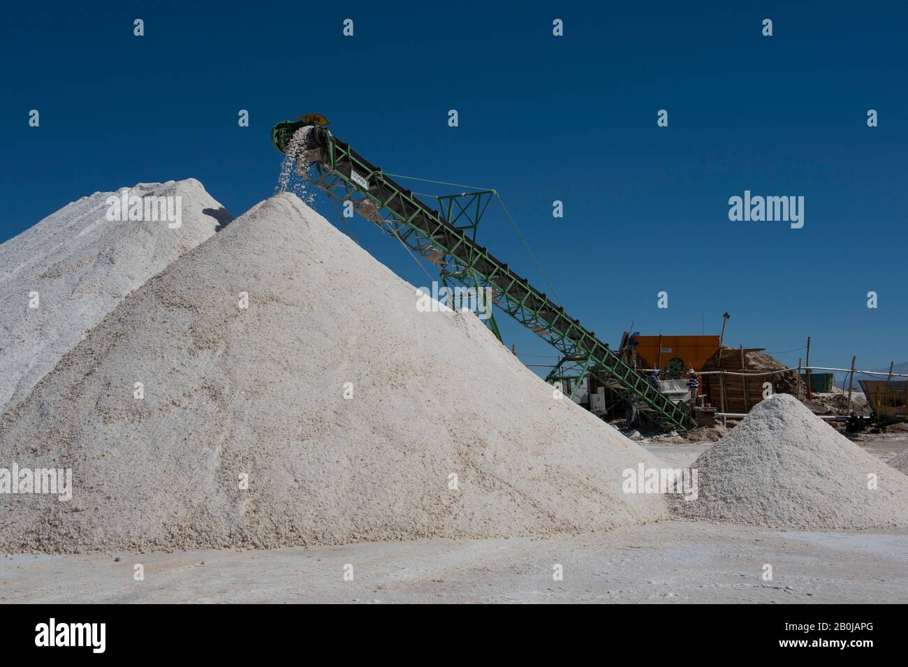 Salt mining at Salinas Grandes a salt pan in the Andes Mountains - is ...