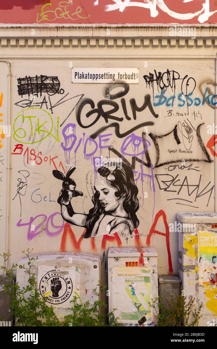 BERGEN, NORWAY - Graffiti on building wall Stock Photo - Alamy