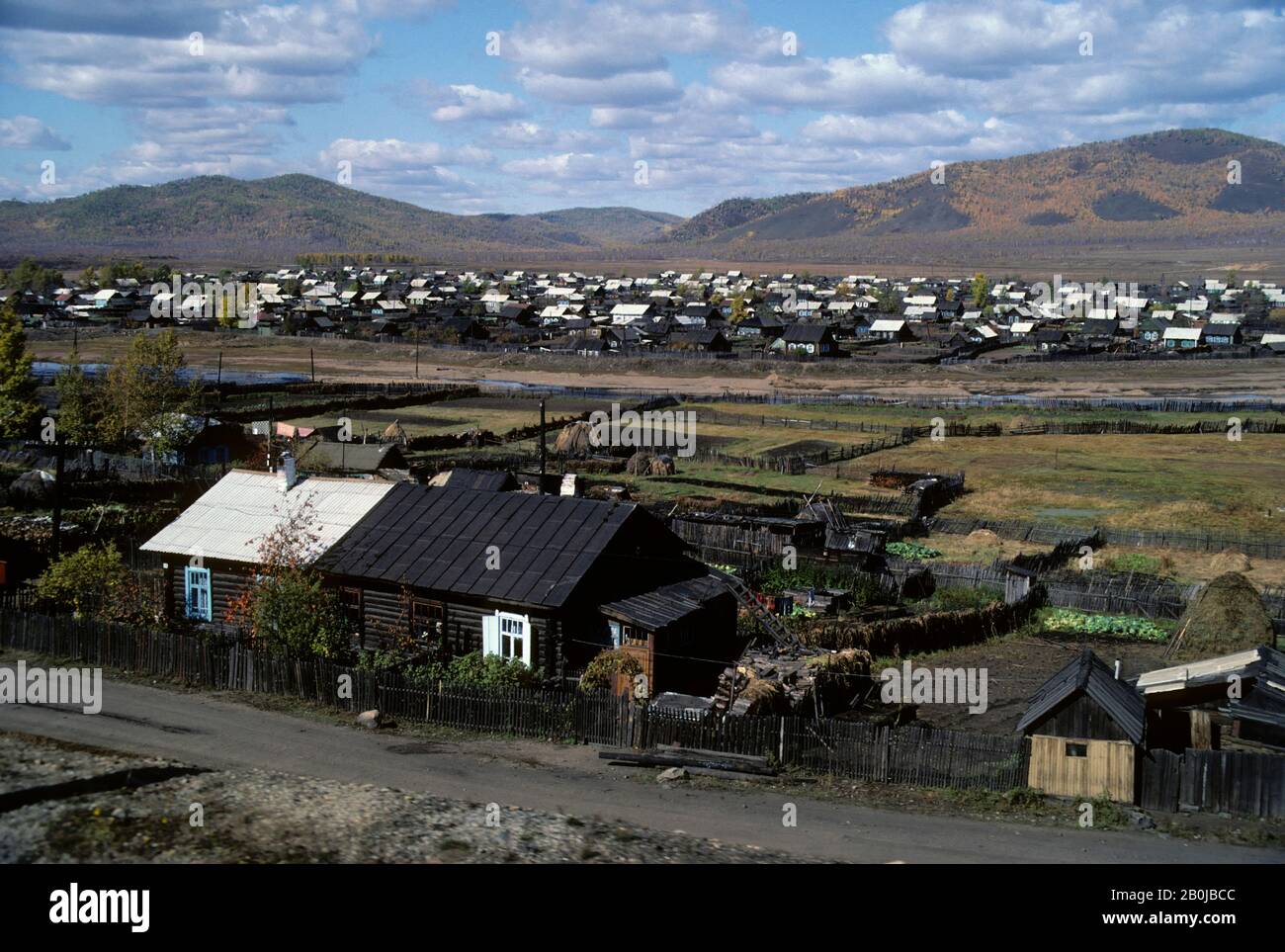 Typical siberian village with small houses and gardens hi-res stock ...