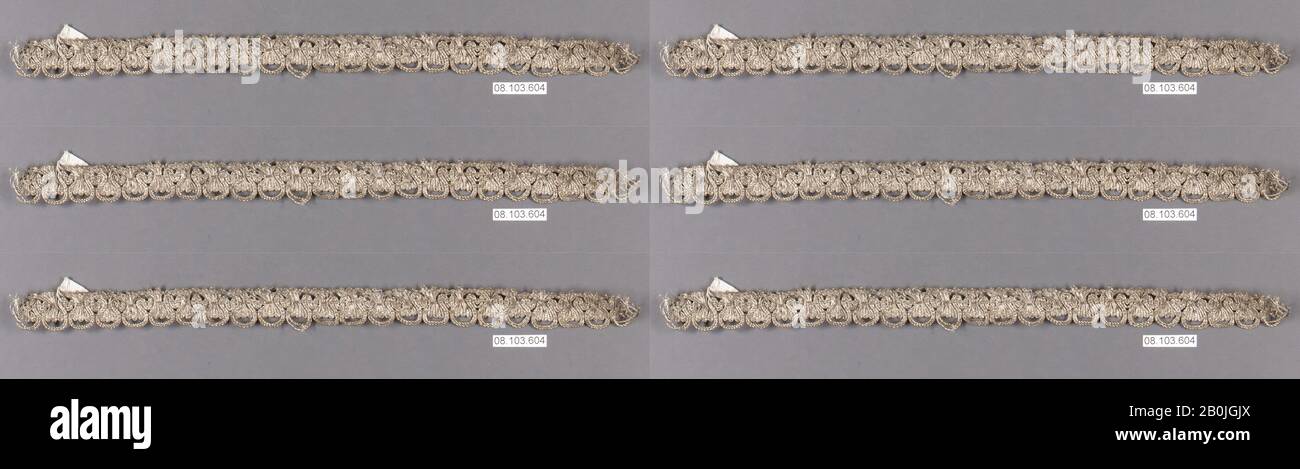 Galloon, French, 18th century, French, Metal thread, 12 x 3/4 inches ...