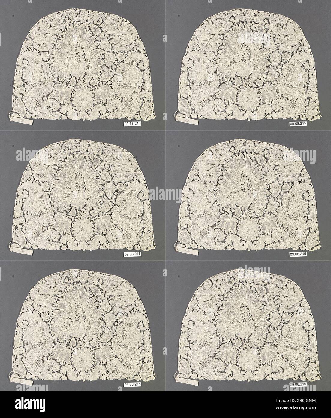 Cap crown, Flemish, early 18th century, Flemish, Bobbin lace, point d ...