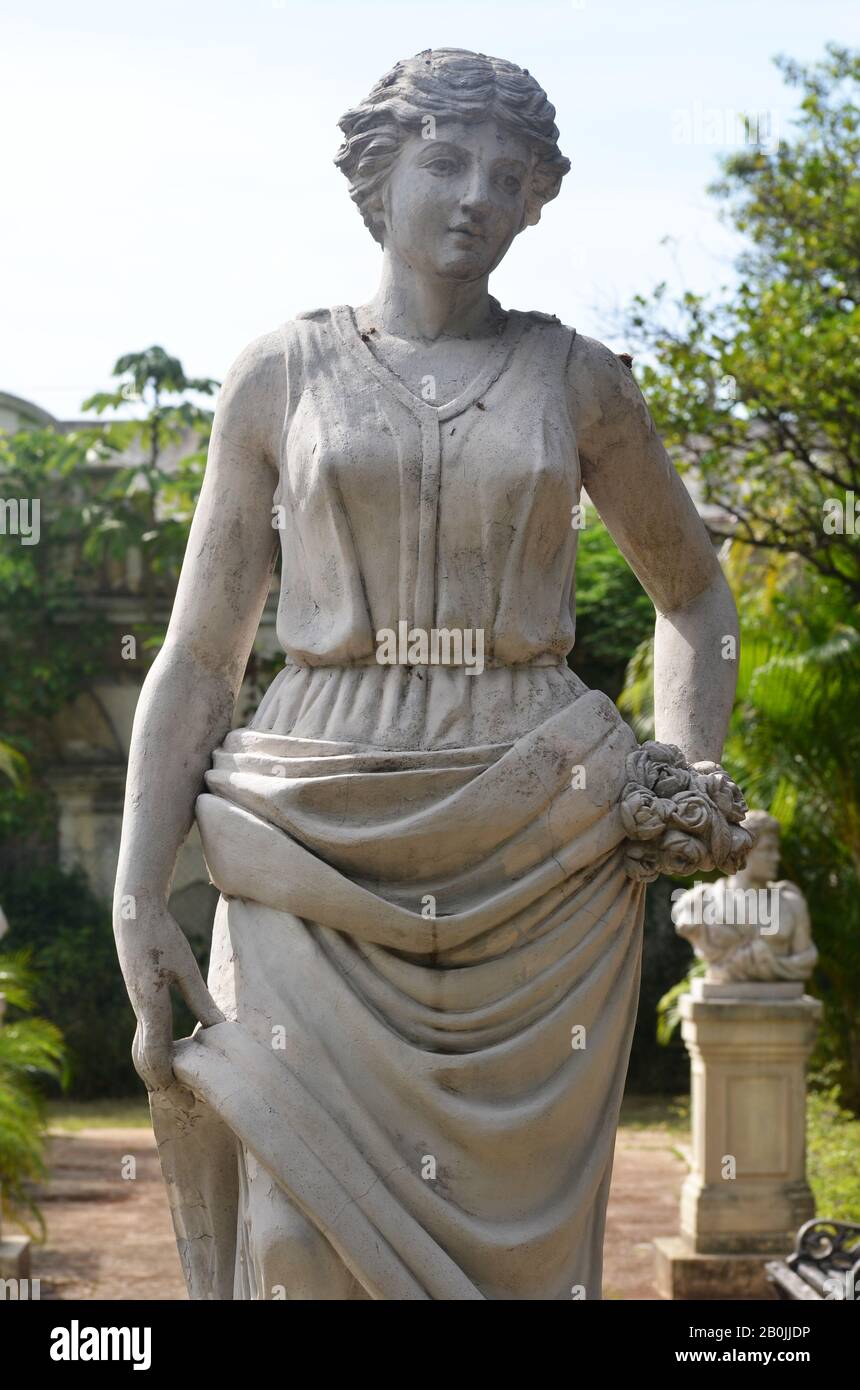Marble statues in Quinta de los Molinos (Havana, Cuba), former site of ...