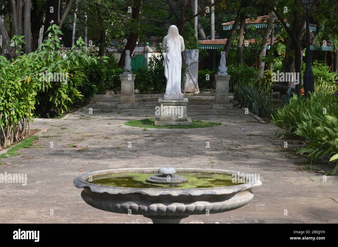 Marble statues in Quinta de los Molinos (Havana, Cuba), former site of ...