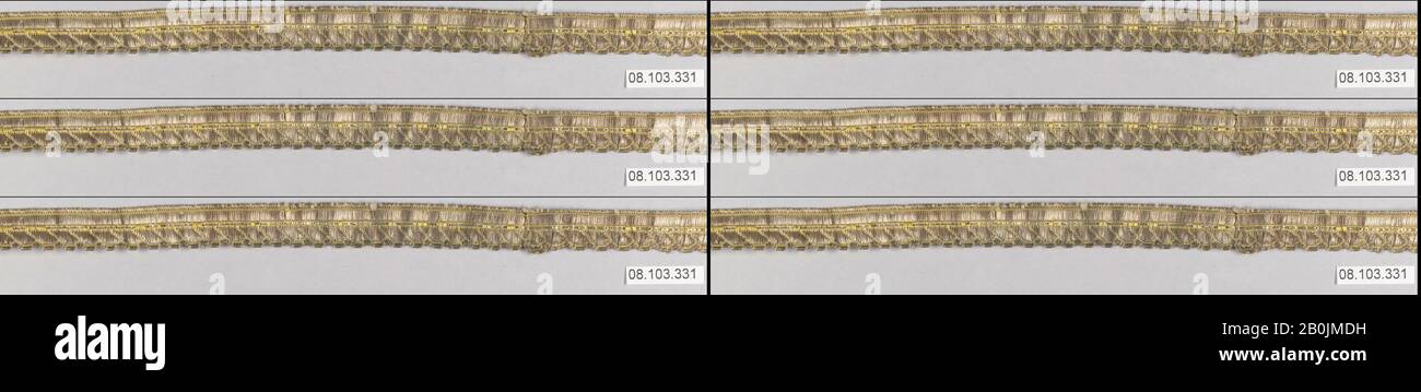 Galloon, French, 18th century, French, Metal thread, 13 x 1/2 inch, 33. ...