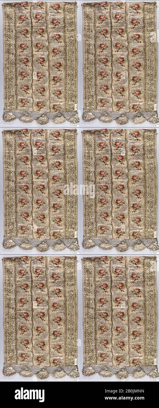 Ribbon, French, mid-18th century, French, Silk and metal thread, 16 x 9 ...