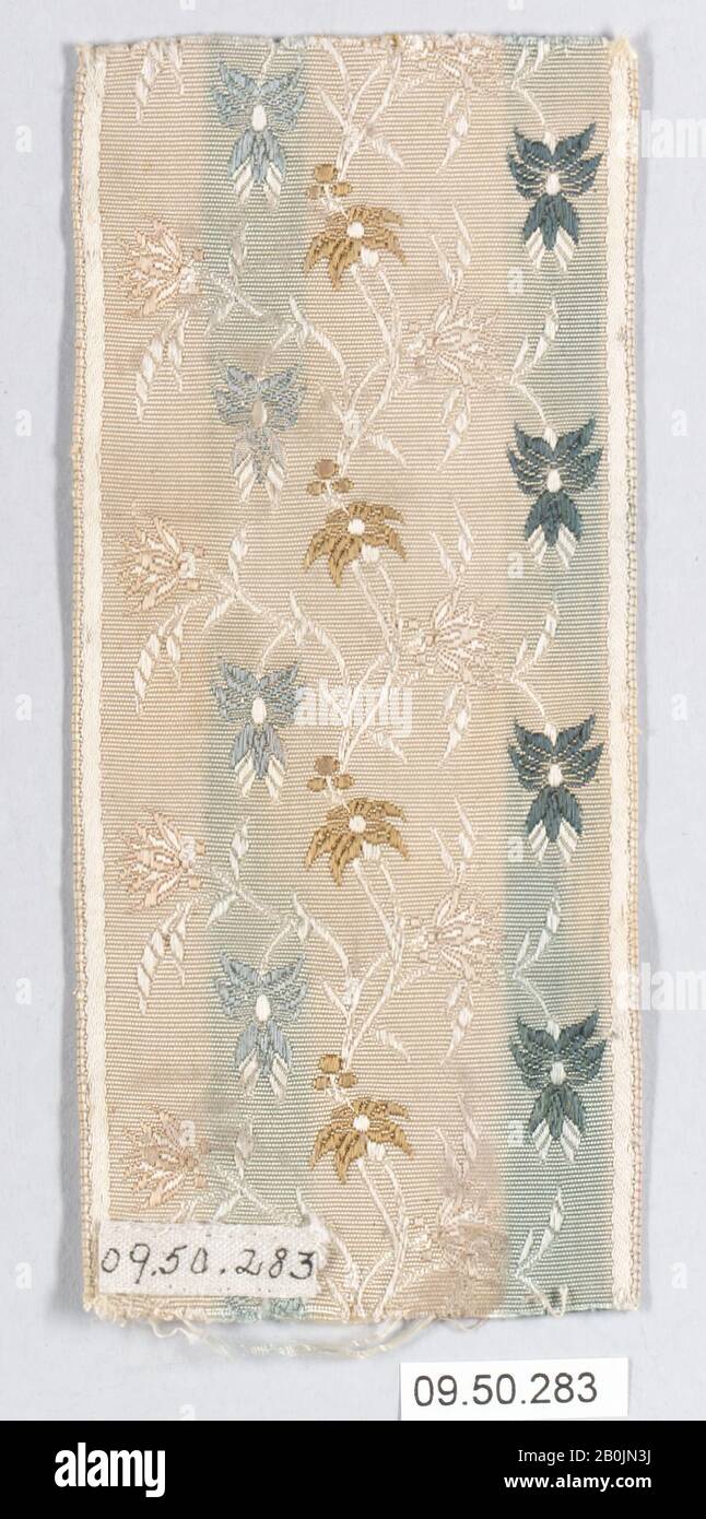 Ribbon, French, 18th century, French, Silk, 2 3/8 x 5 1/2 inches (6.0 x ...