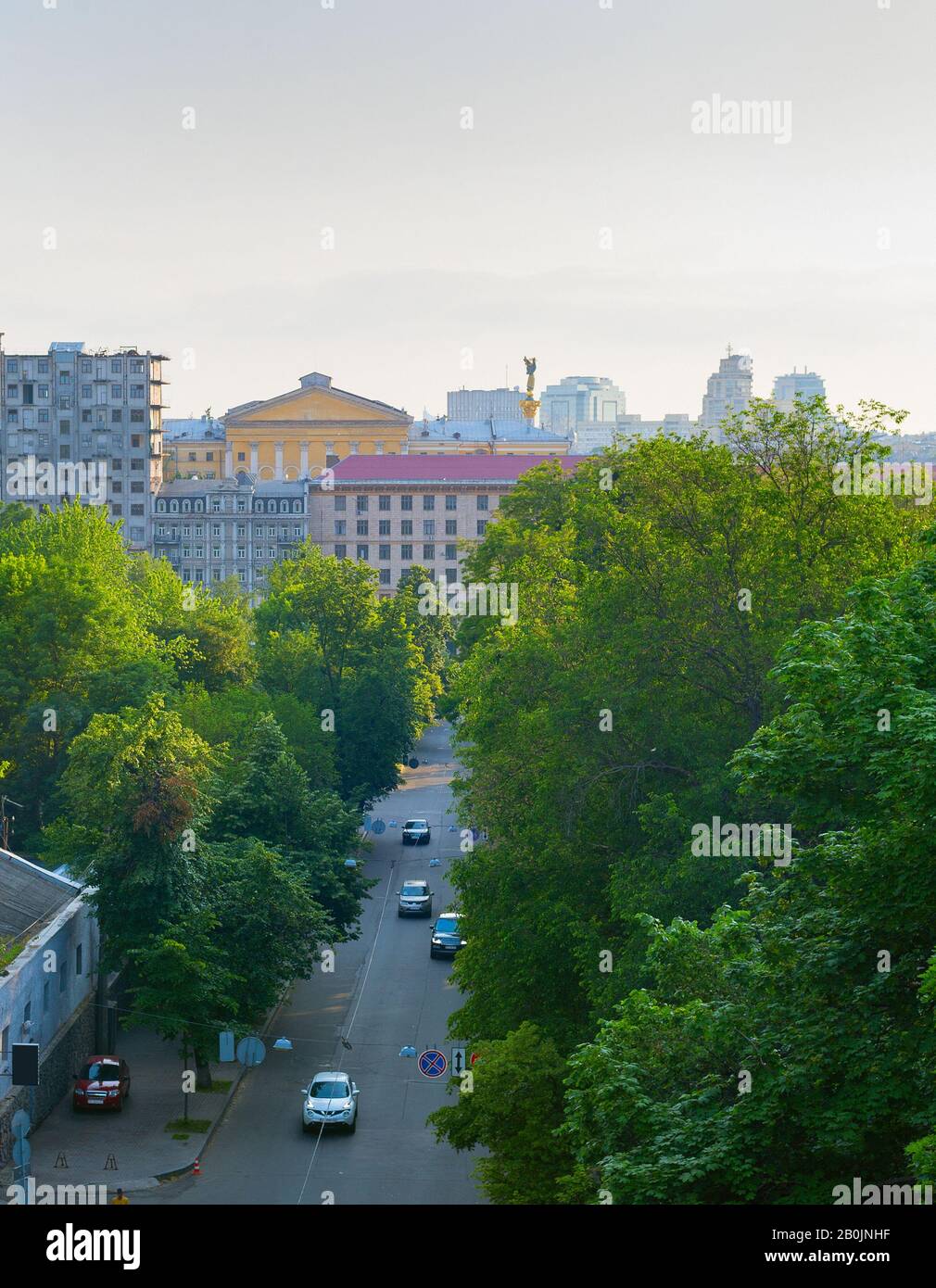 Aerial view of Kiev city center architecture and road, Ukraine Stock ...