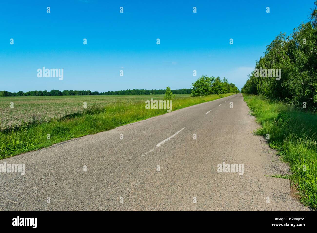 Lanscape with an empty asphalt country road vivid colors Stock Photo ...