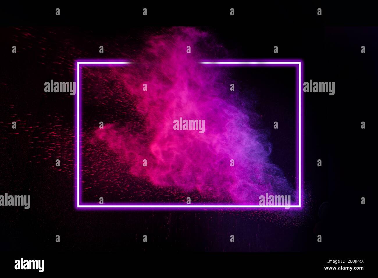 Abstract color splash with neon frame for wallpaper design. Colorful ...