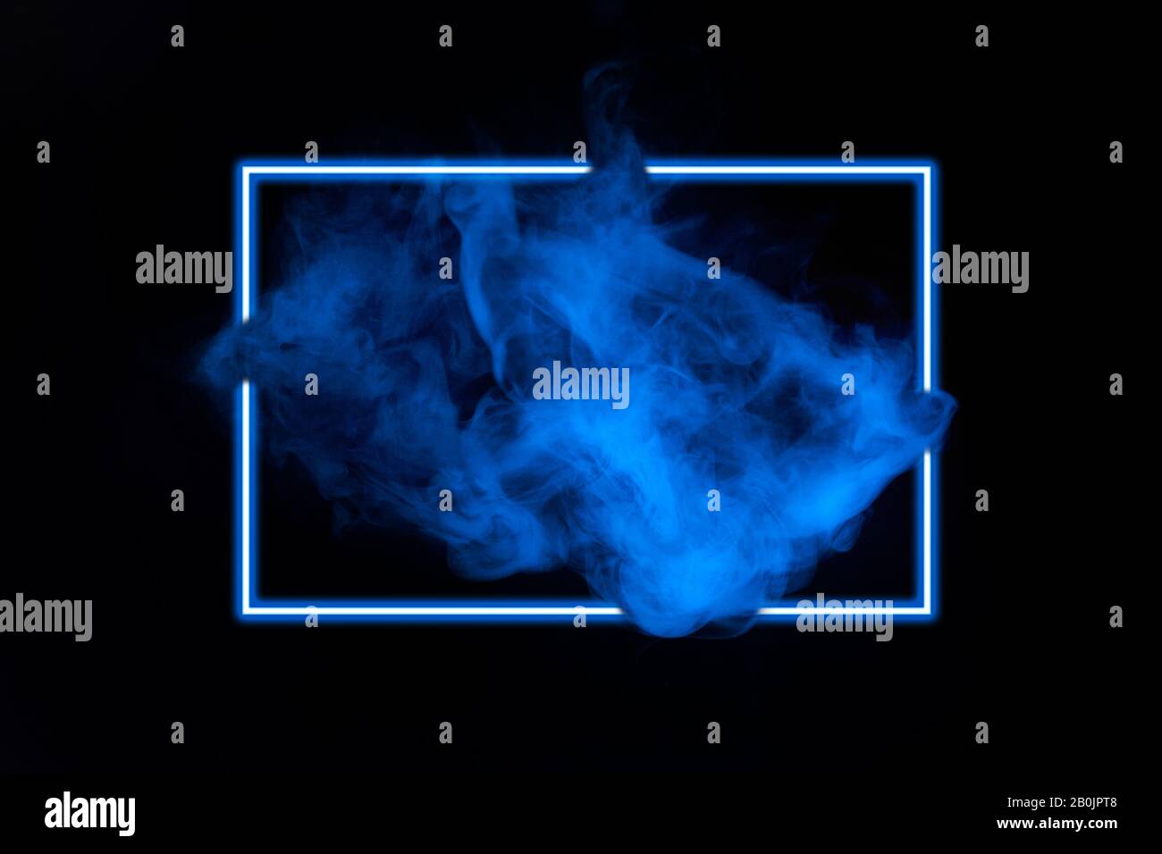 Abstract neon light smoke effect with neon frame on black background ... Abstract neon light smoke effect with neon frame on black background ...