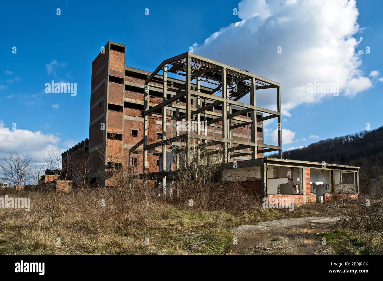 Devastated viscose factory in Serbia in the town of Loznica. Once a ...