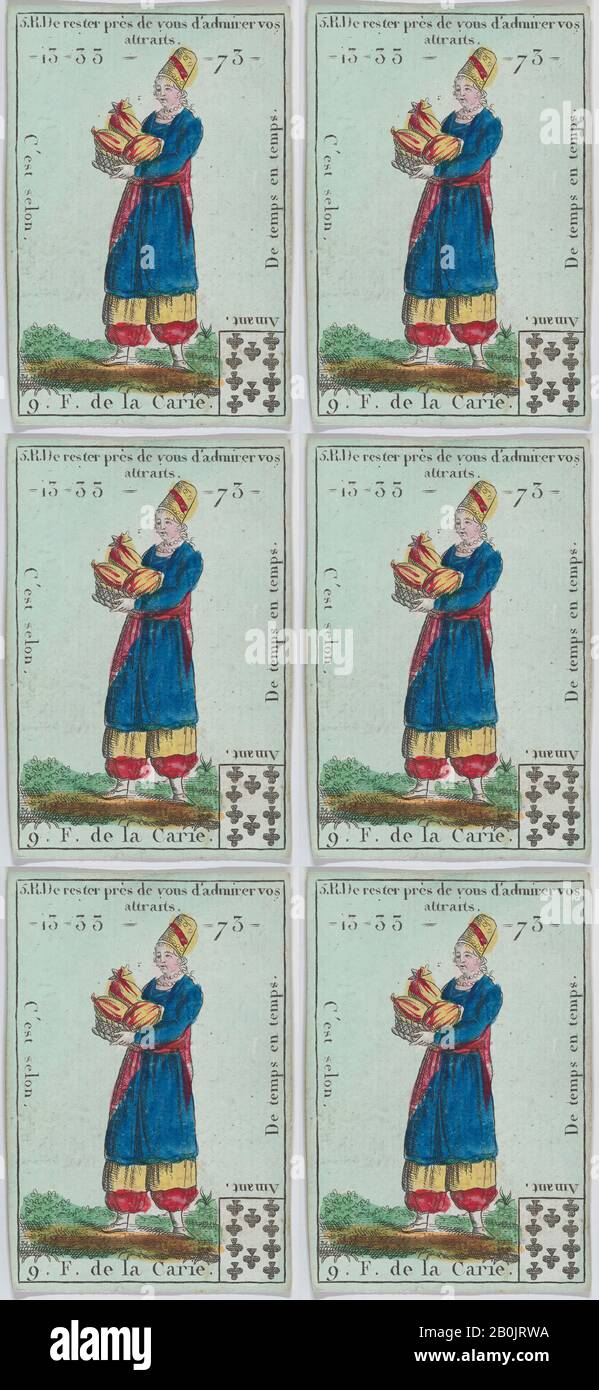 Anonymous, French, 18th century, F. de la Carie from playing cards 'Jeu ...