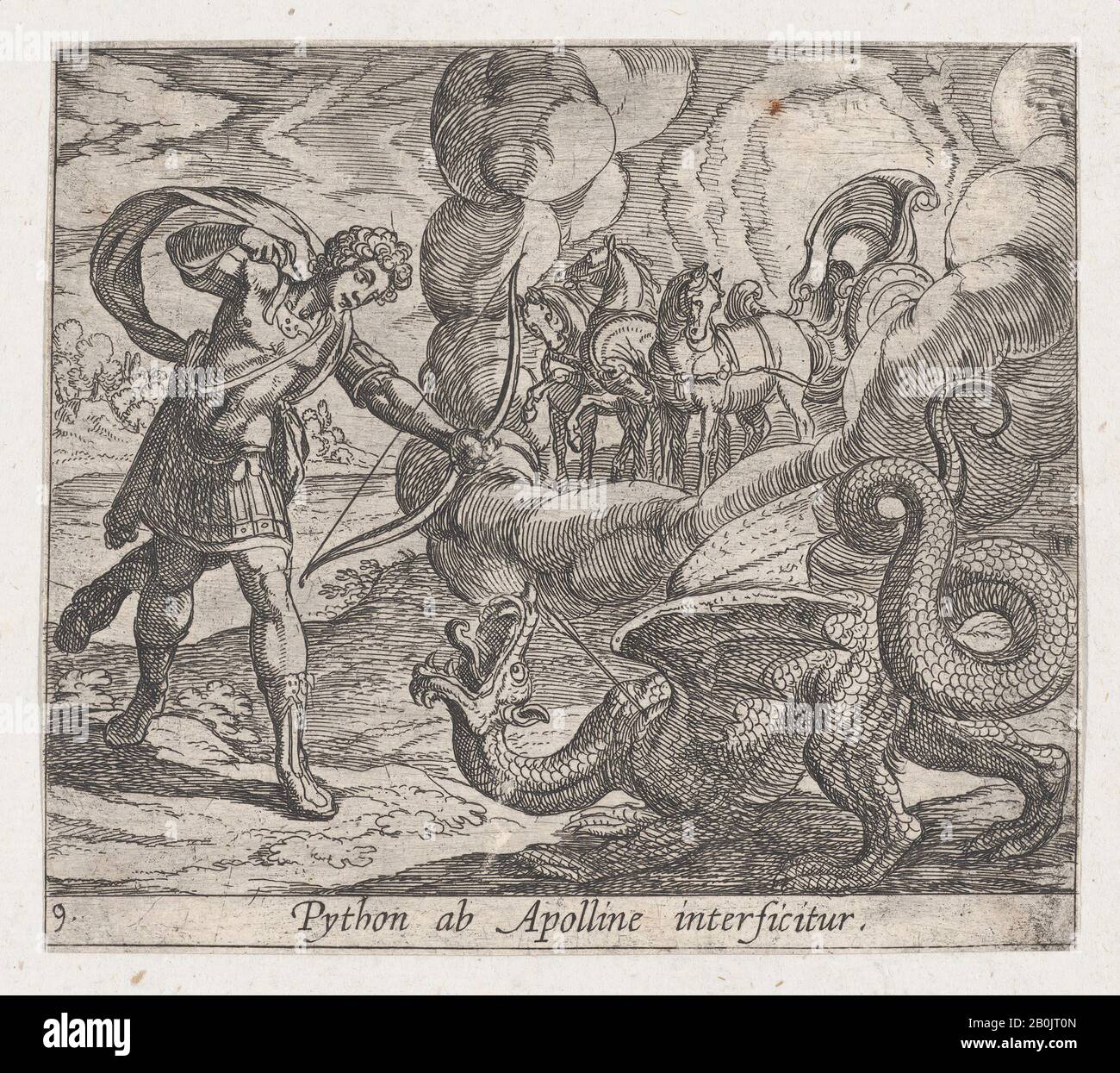Antonio Tempesta, Plate 9: Apollo Killing Python (Python ab Apolline ...