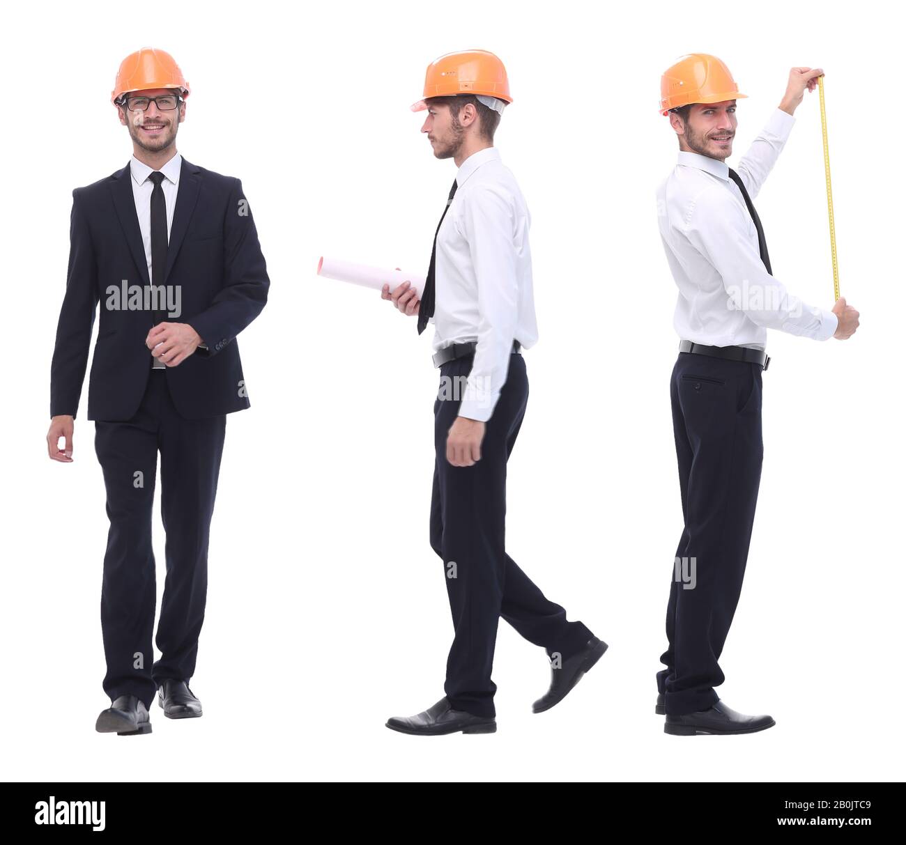 in full growth .a qualified architect in an orange helmet Stock Photo ...