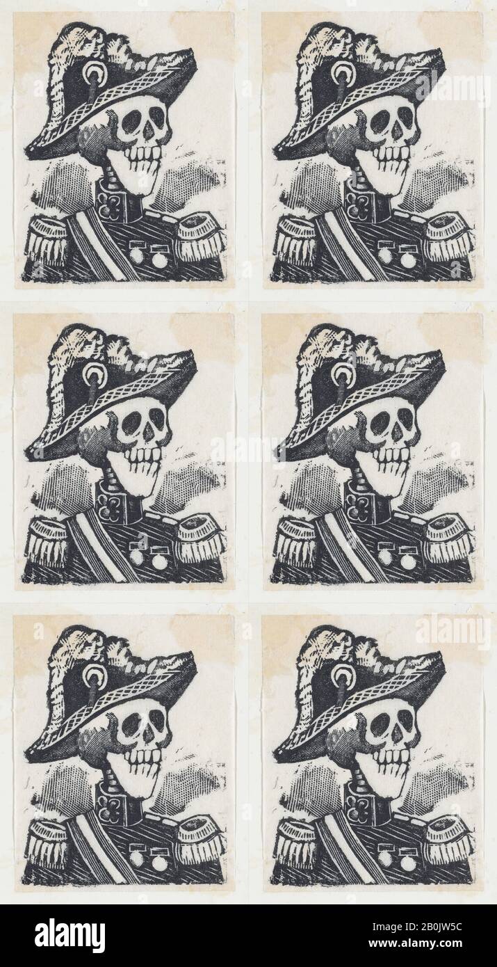 José Guadalupe Posada, A skeleton dressed as a military figure ...