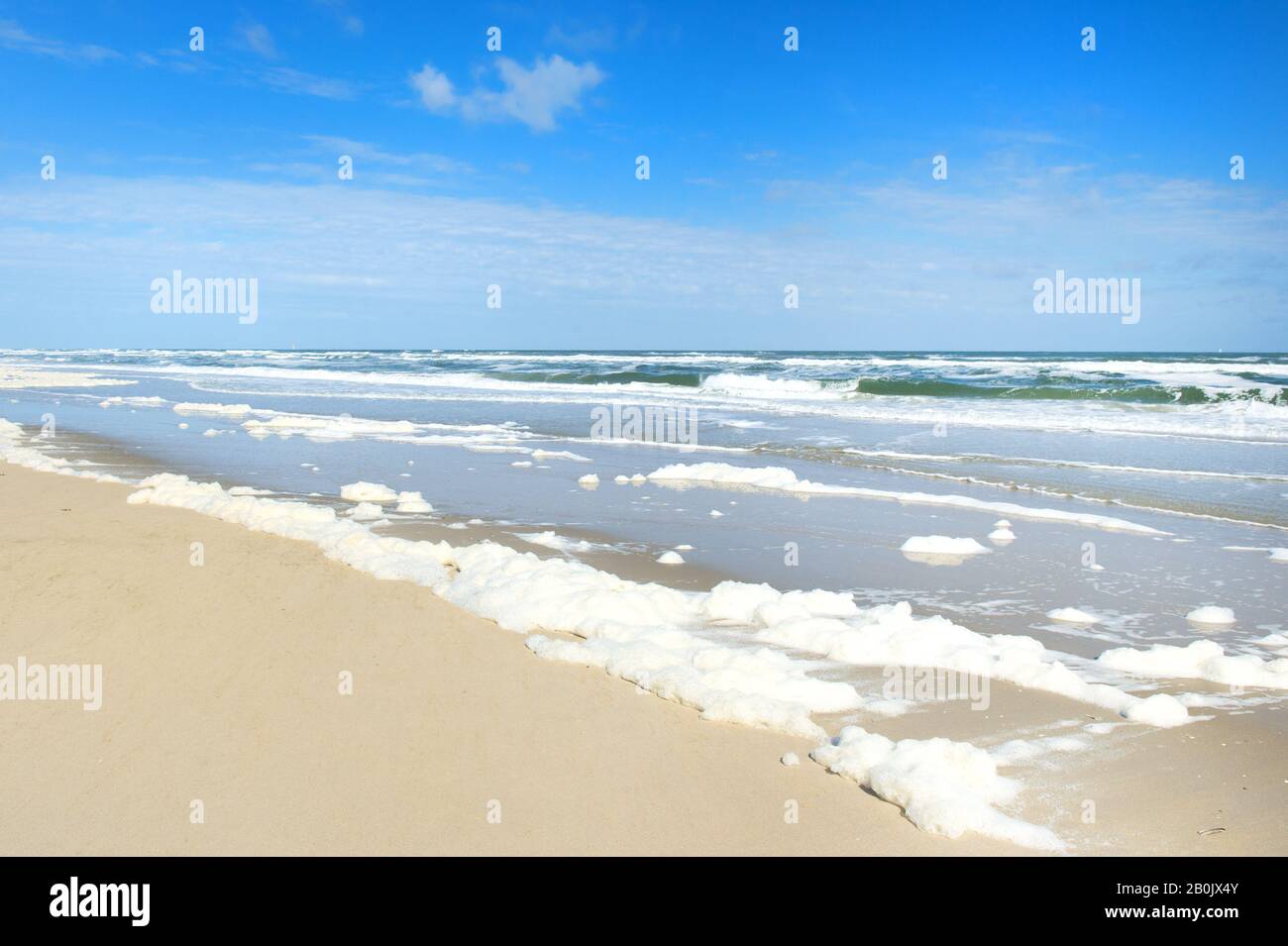 Landscape empty beach with sea surfs and water Stock Photo - Alamy