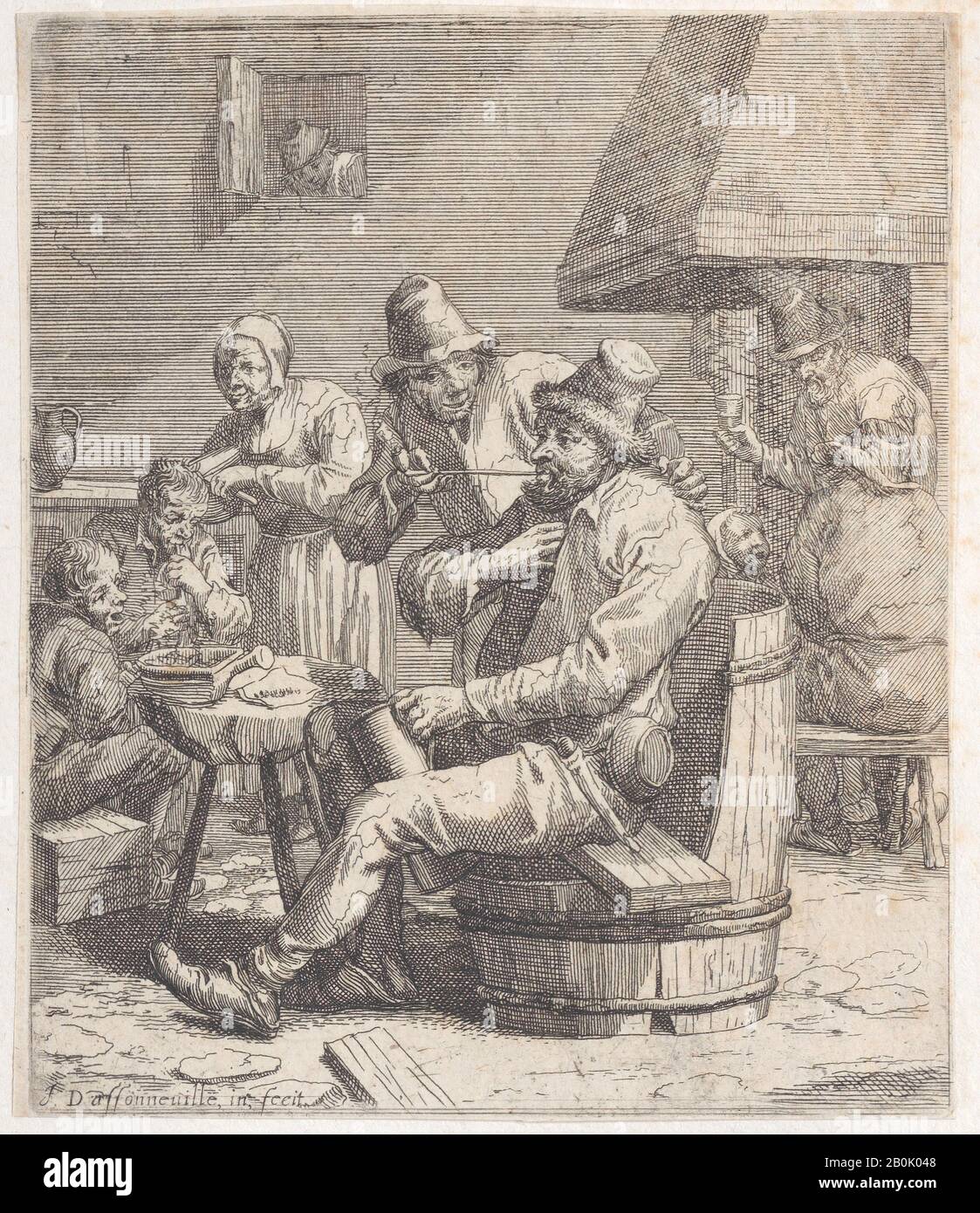 Jacques Dassonville, Nine peasants in a rustic interior with, with a ...