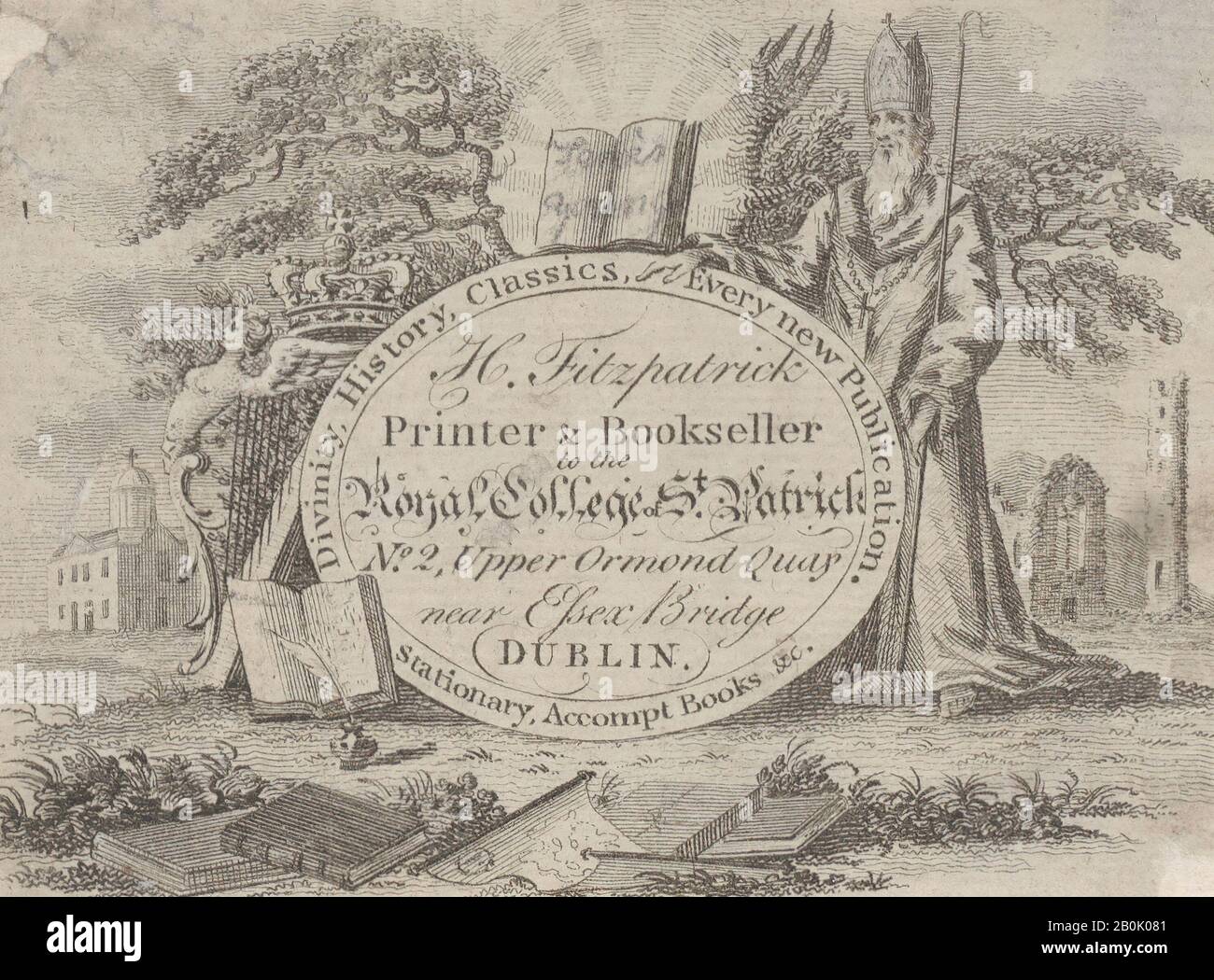 Anonymous, Irish, 19th century, Trade Card for H. Fitzpatrick, Printer ...